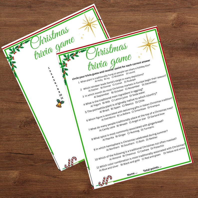 Printable Christmas Trivia Game, Holiday Party Quiz, Fun Christmas ...