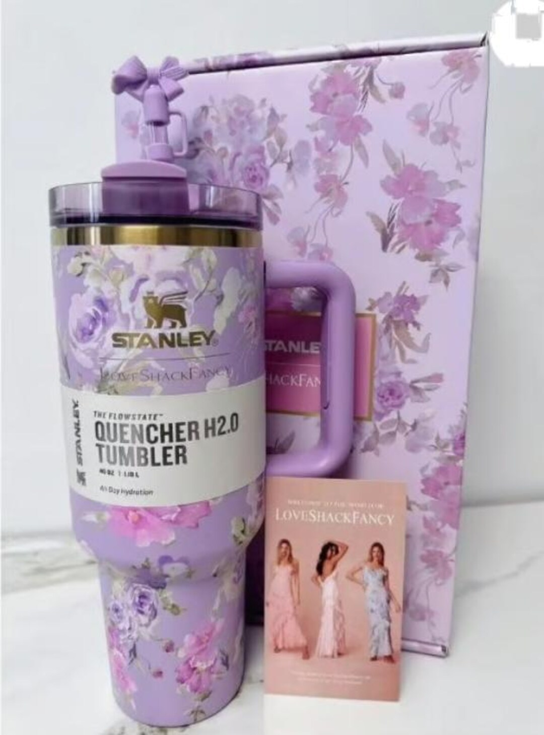 Stanley X Loveshackfancy Quencher H2.0 40oz Purple Floral Tumbler ...