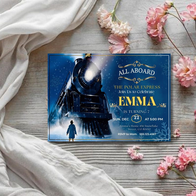 Printable Polar Express Invitation | Christmas Birthday Party (editable ...