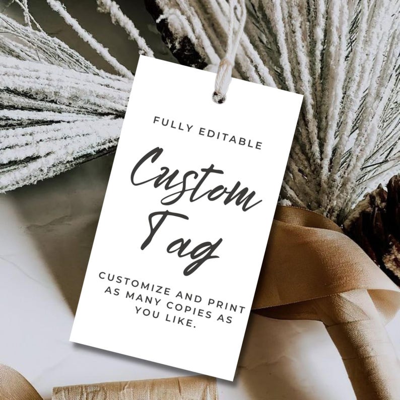 Editable Tags Template | Printable Gift Tag Label | Custom Calligraphy ...