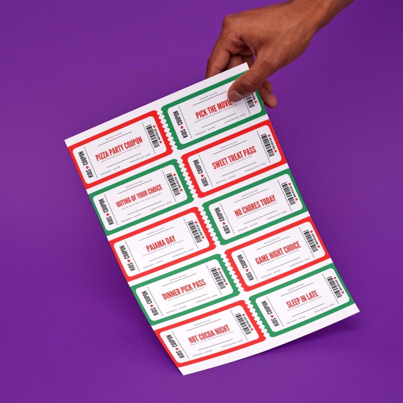 Christmas Coupon Kids Book, Printable Christmas Gift Coupons, Custom ...