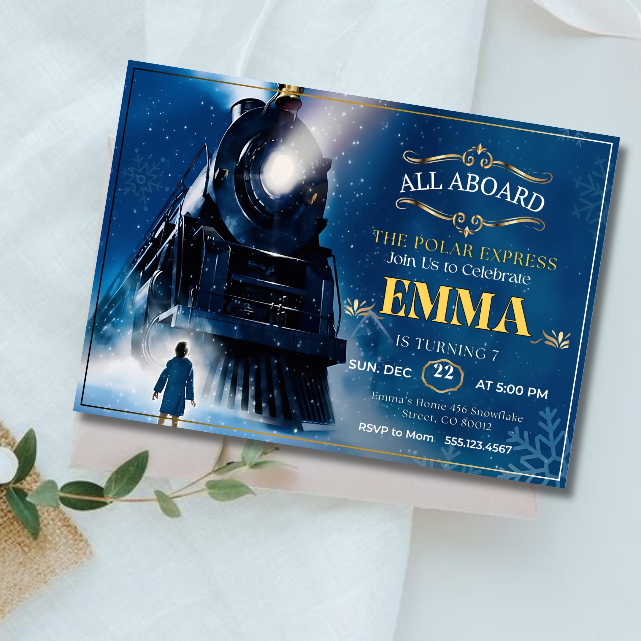Printable Polar Express Invitation | Christmas Birthday Party (editable ...