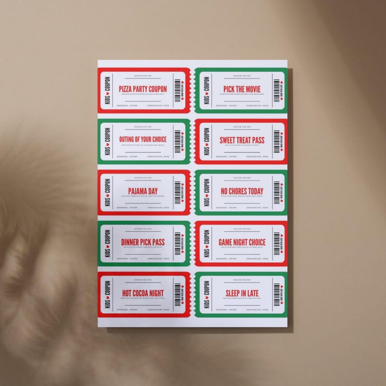 Christmas Coupon Kids Book, Printable Christmas Gift Coupons, Custom ...