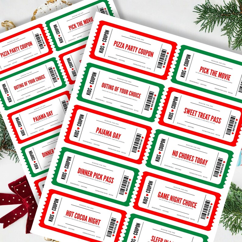 Christmas Coupon Kids Book, Printable Christmas Gift Coupons, Custom ...