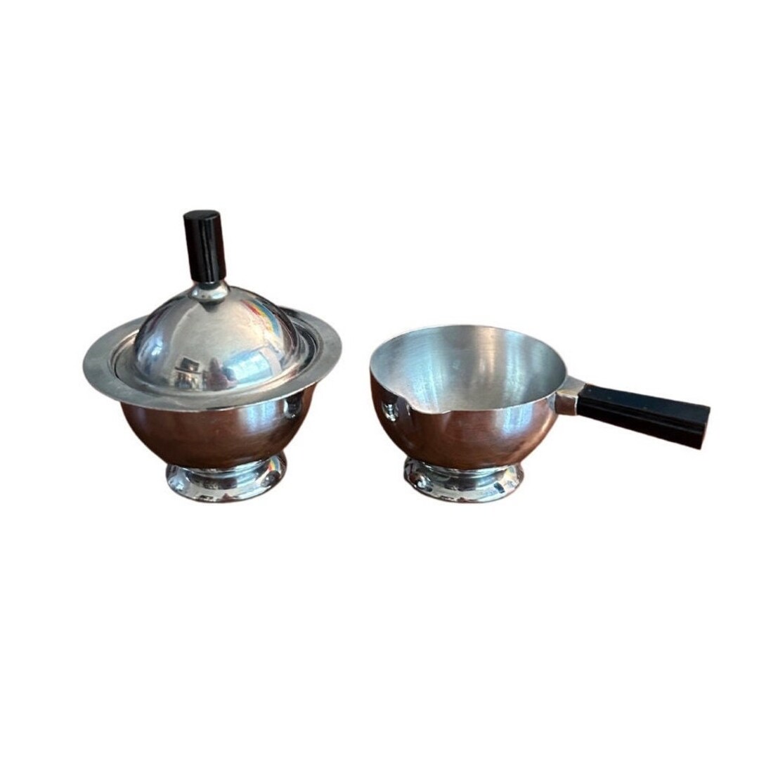 Art Deco 1930’s Chrome Chase Sugar and Creamer Set With Black Bakelite ...