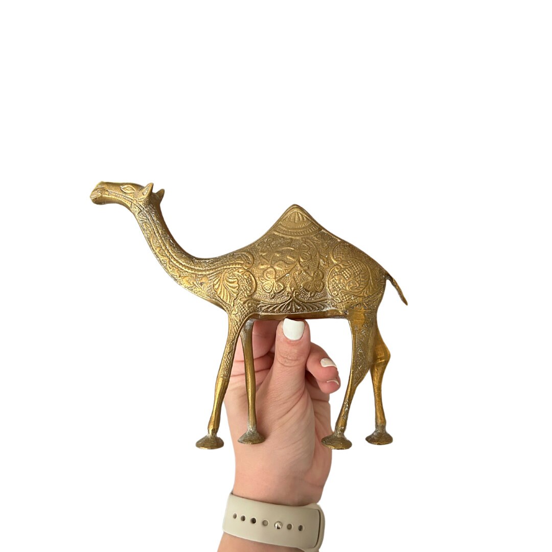 Vintage Etched Brass Camel Figurine - Etsy