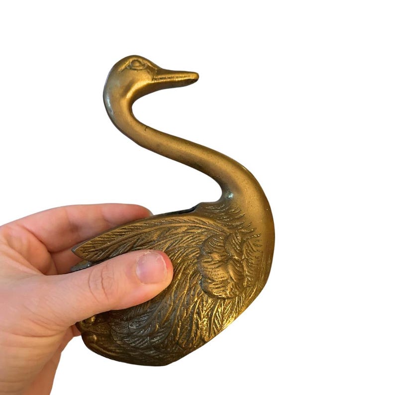 Vintage Brass Swan Plantar / Small Brass Swan / Indoor Plant Vessel - Etsy
