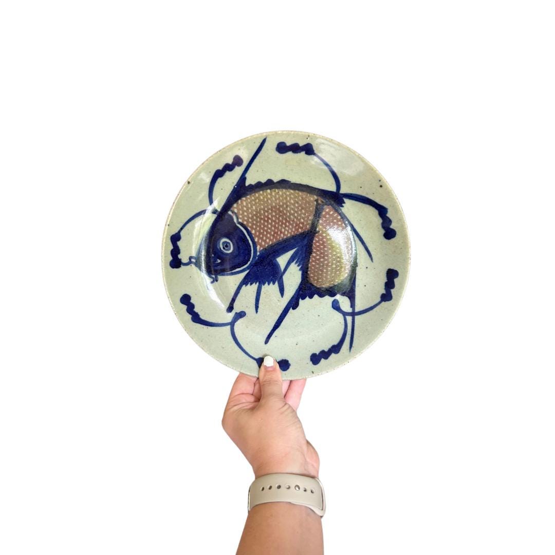 Chinese Blue and White Carp Plate / Hand Painted - Etsy