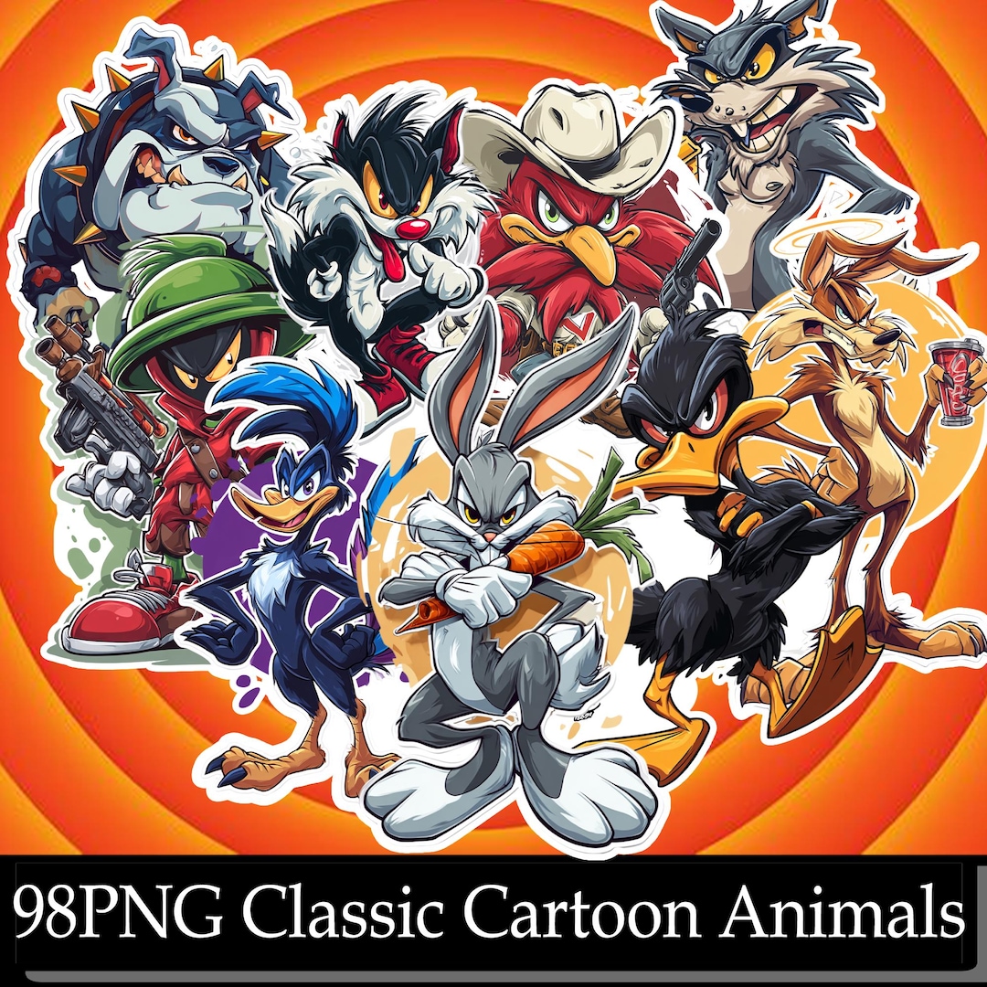 Funny Classic Cartoon Animals – Retro Character PNG Set - Etsy