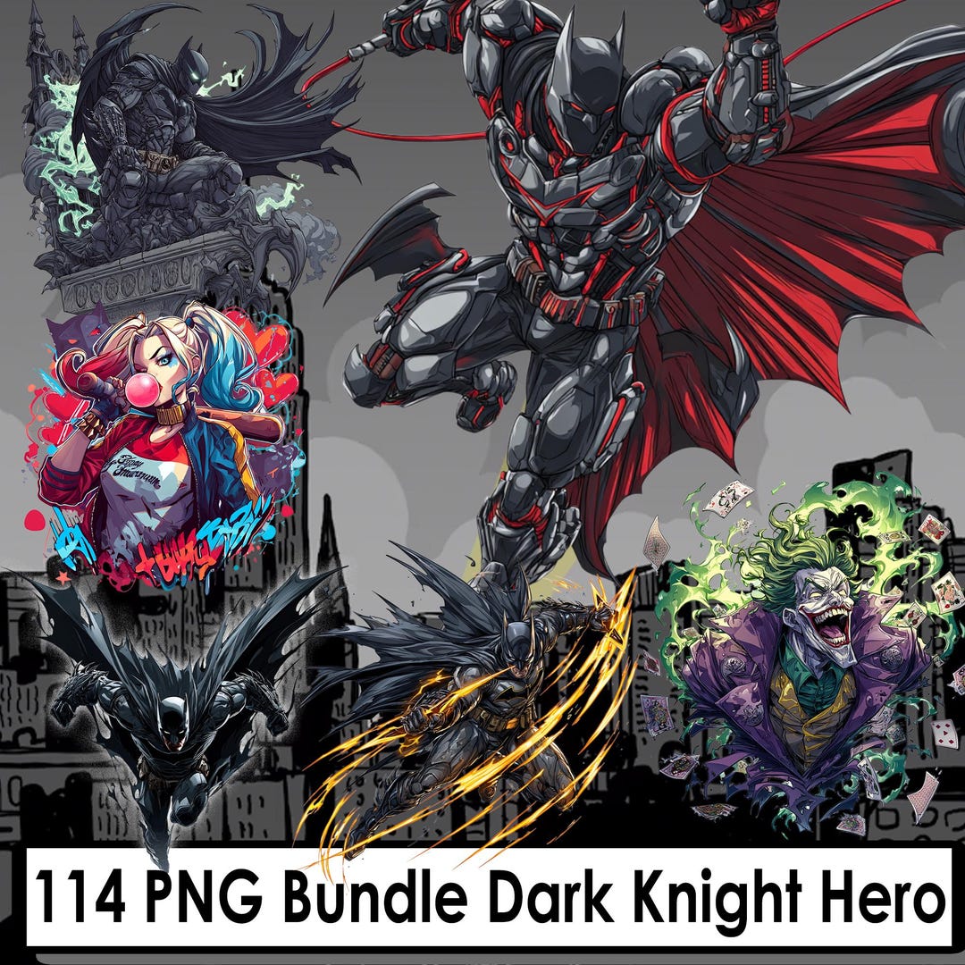 Dark Knight Hero, Clown Trickster & Chaos Queen PNG Bundle - Etsy