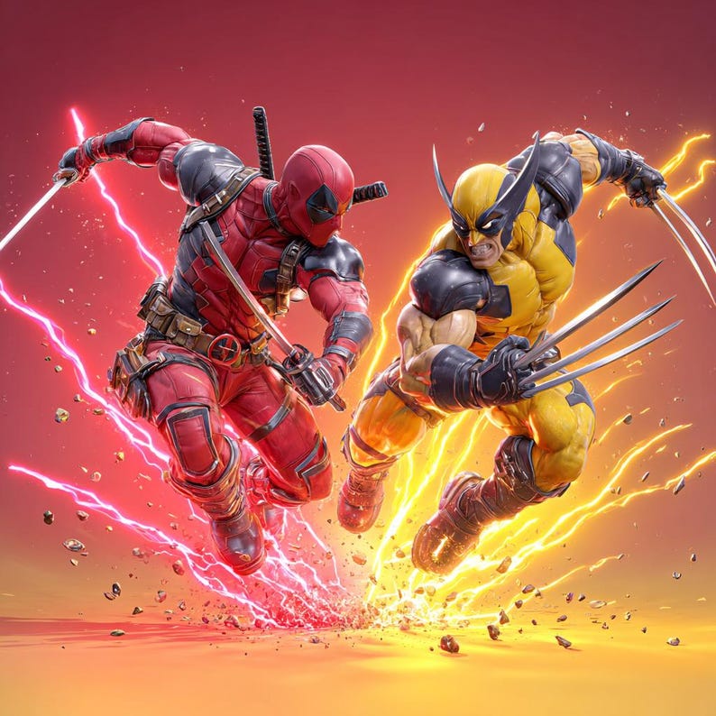Clawed Mutant Vs Red Masked Mercenary Battle Clipart – Comic Action PNG ...