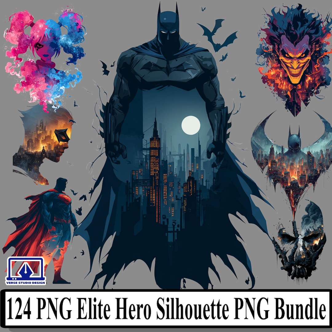 Elite Hero Silhouette PNG Bundle | 124PNG 300dpi - Etsy