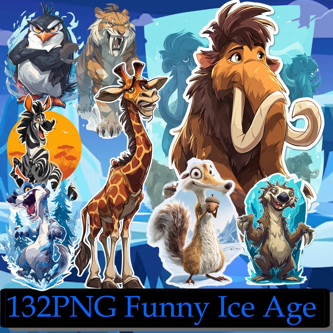 Funny Ice Age Style Animals PNG Set - Etsy