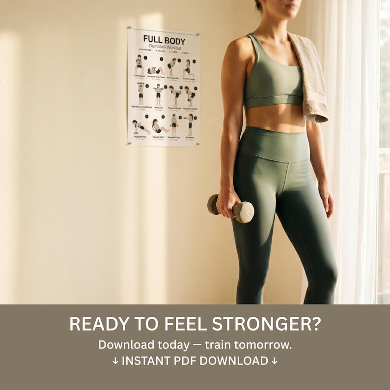 Full Body Workout Plan for Women, Dumbbell Strength Routine, Printable ...