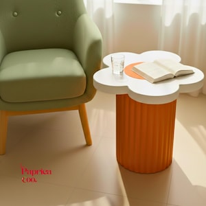 Handmade Wooden Daisy Side Table, Colorful Fluted Pedestal - Etsy