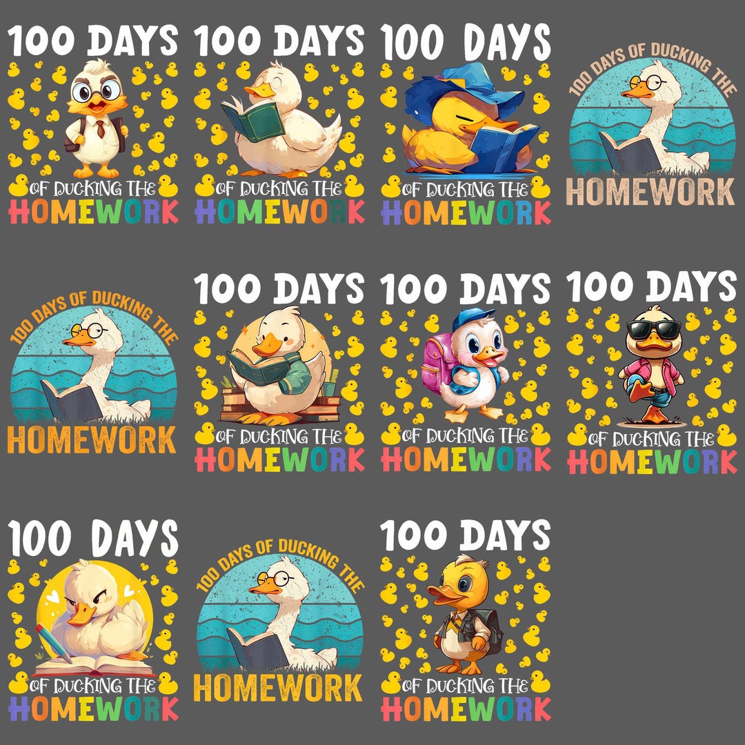 100 Days of Ducking Homework PNG – Funny Duck Teacher Lover 100th Day ...