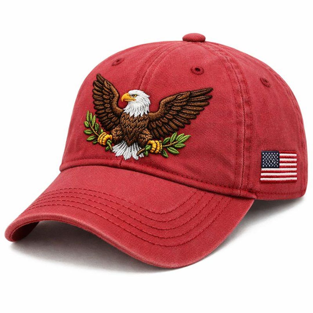 Custom Eagle Embroidered Hat With Laurel Branch Patriotic American ...