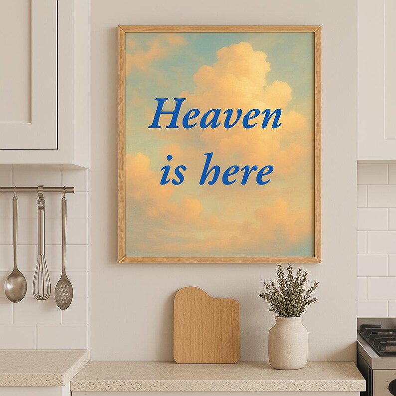 Calm Emotional Support Wall Art | “heaven is Here” Inspirational Quote ...