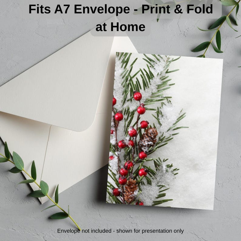 Printable Christmas Cards - Folded 5x7 Holiday Greeting Card, Digital ...