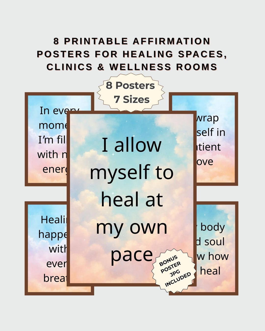 Healing Affirmation Poster Bundle | Emotional Support Wall Art for ...