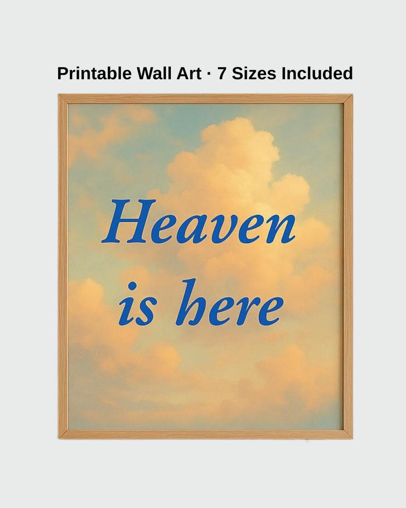Calm Emotional Support Wall Art | “heaven is Here” Inspirational Quote ...