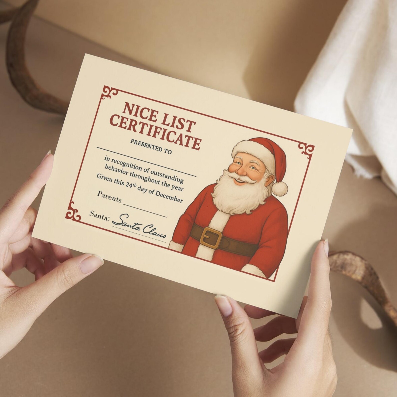 Kids Santa Nice List Certificate, Printable Good Behavior Award ...