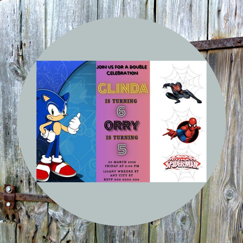 Editable Siblings Birthday Party Invitation Template, Editable Canva ...