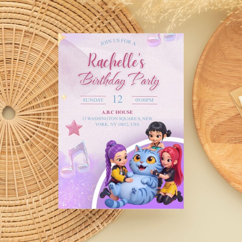 Kpop Demon Hunters Birthday Invitation Template | Editable Canva ...