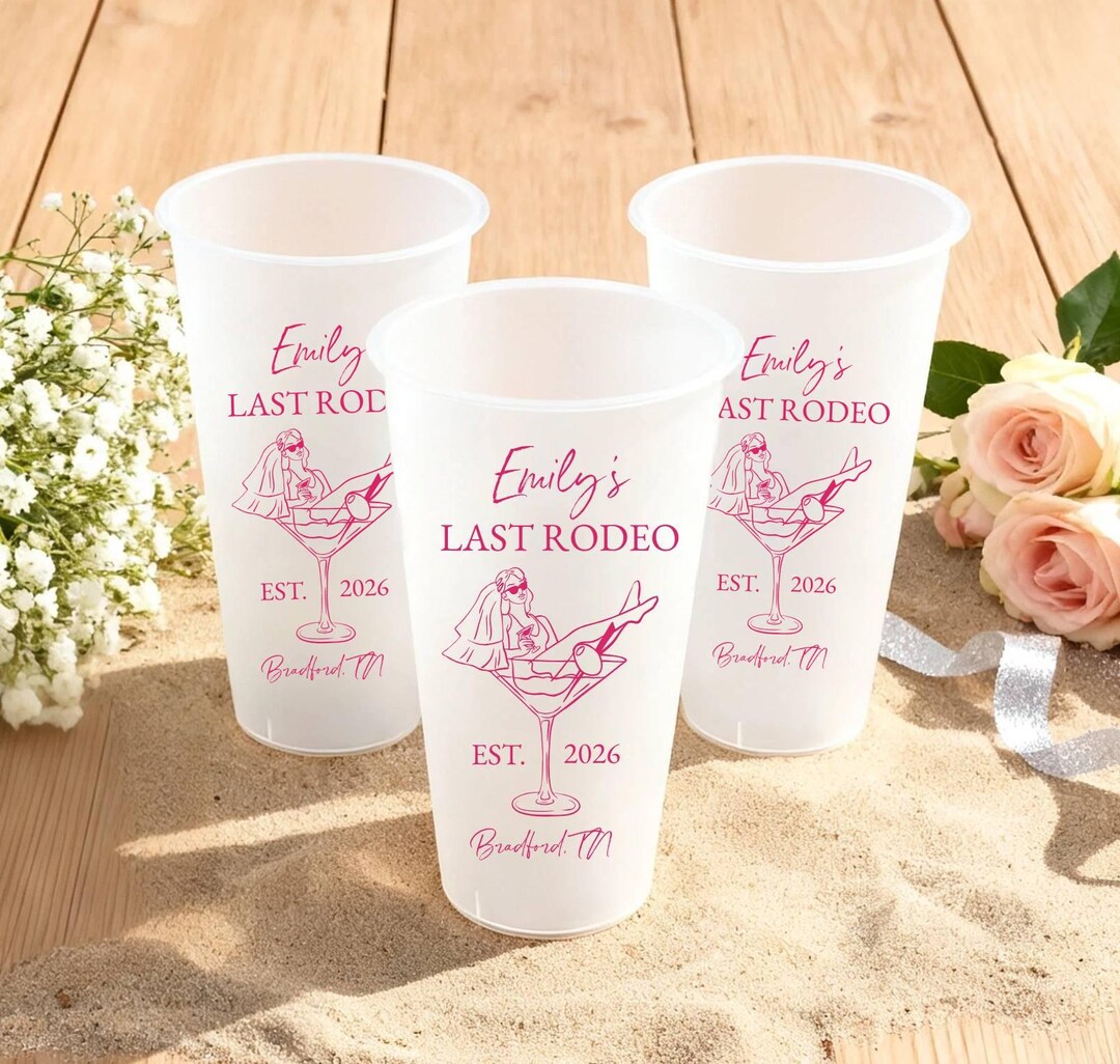 Custom Last Rodeo Bachelorette Cups, Personalized Plastic Cups, Wedding ...