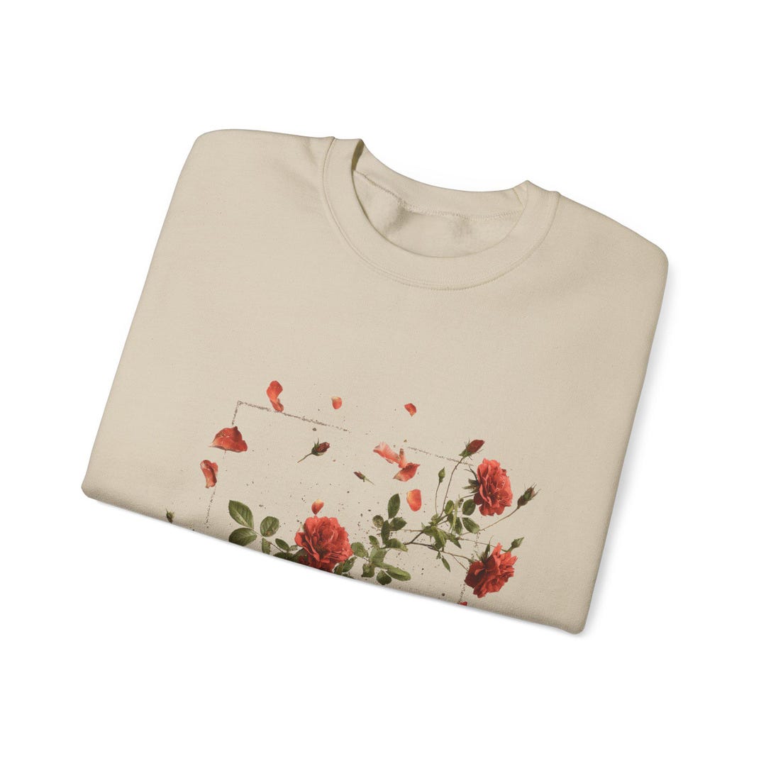 Falling Red Roses Sweatshirt | Floral Botanical Illustration, 'ville of ...