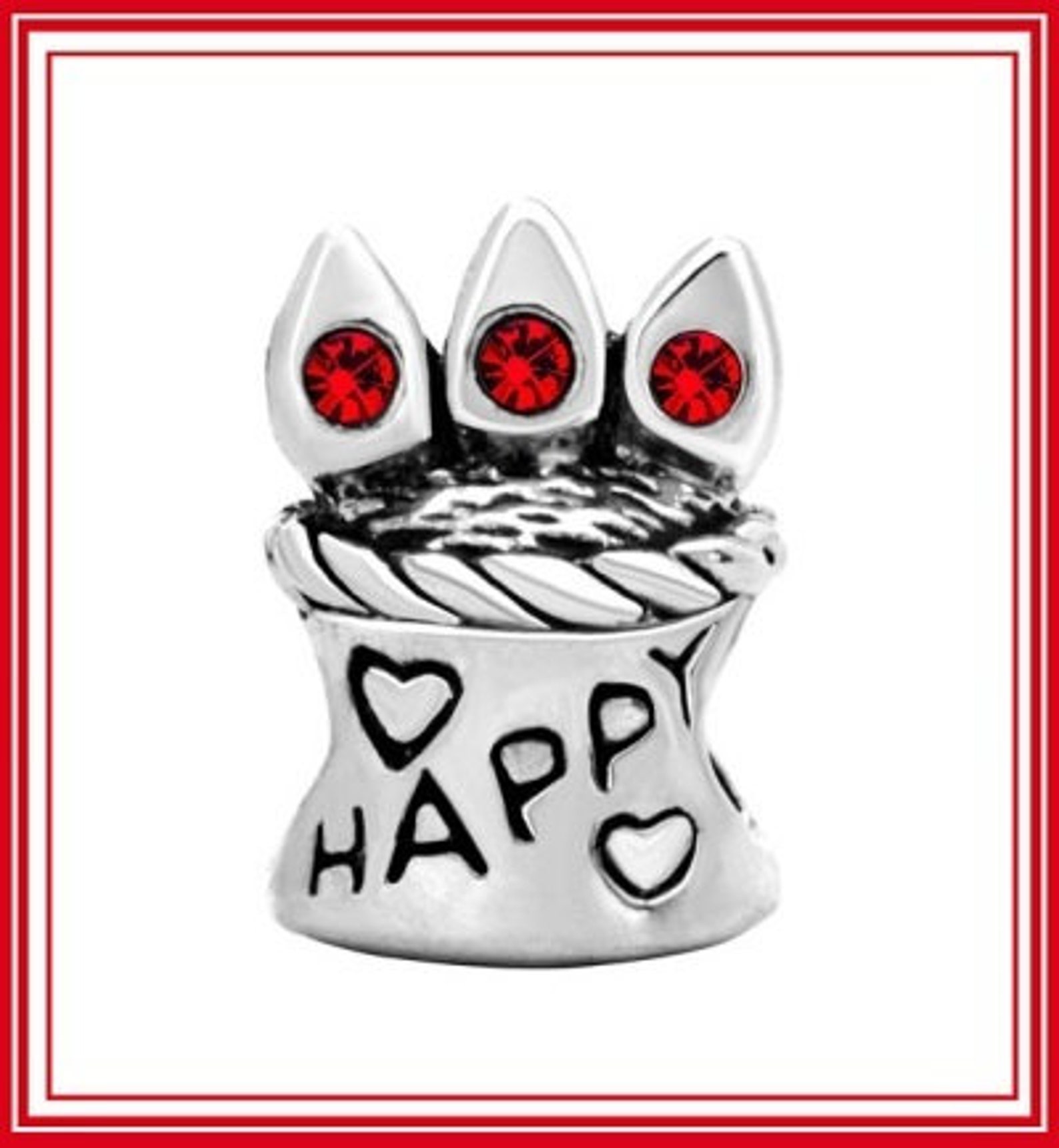 Happy BIRTHDAY Cake With Ruby Red Candles July Birthstone - Etsy