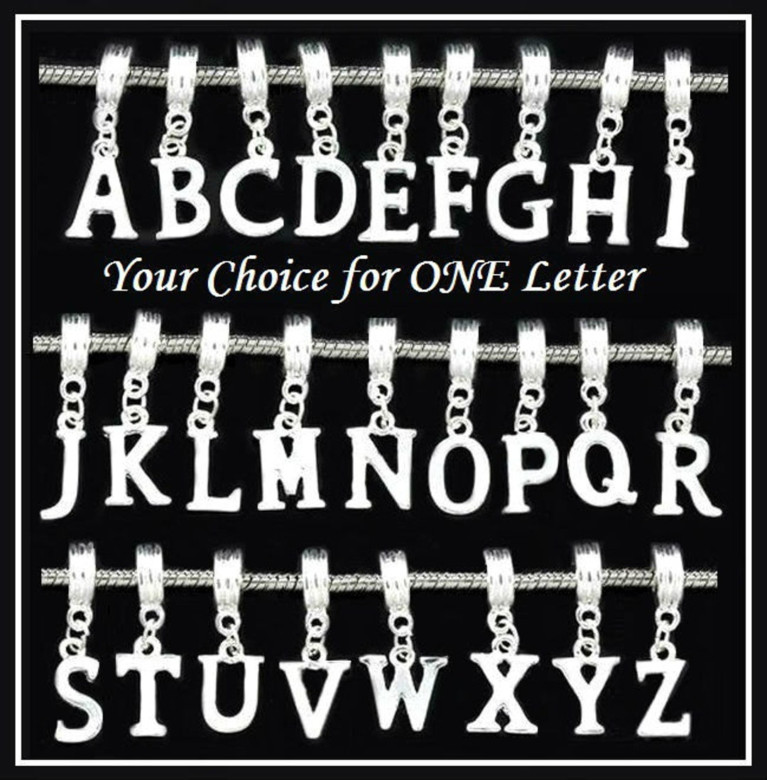 A Z Silver Plated ALPHABET Letters Dangle Charm Beads Fit European ...