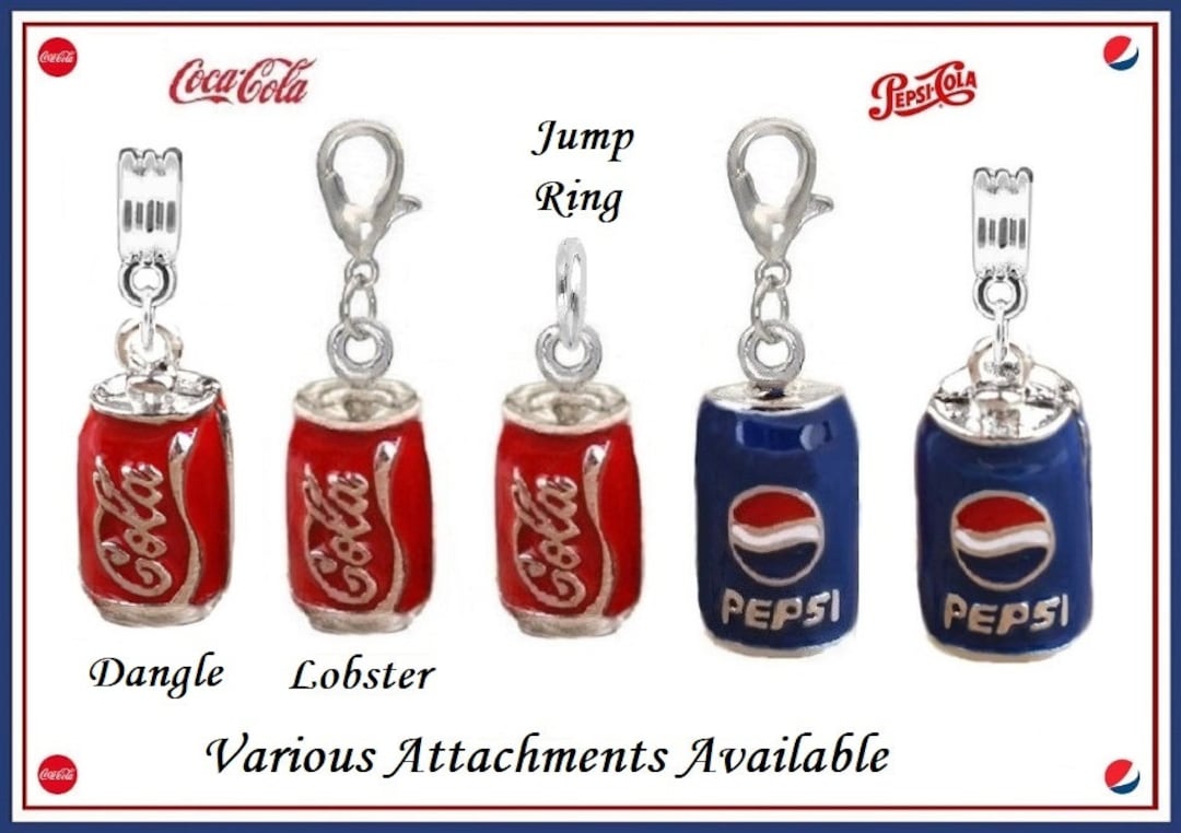 COKE or PEPSI Lover? Silver Plated Pendant, Attachments Lobster Clasp ...