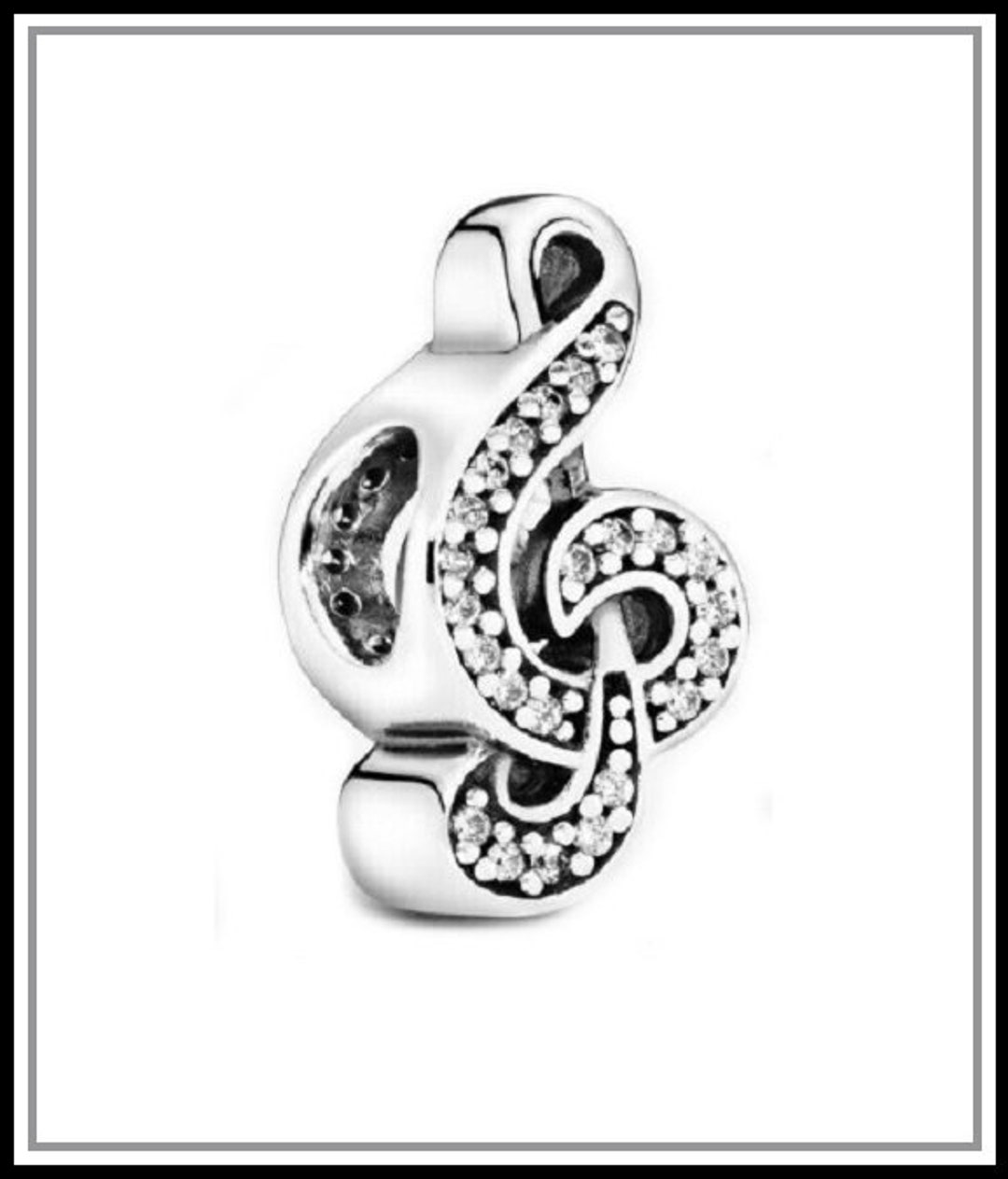 Music Note TREBLE CLEF Charm ~ G-clef ~ Clear Crystals ~ Dual Sided ...