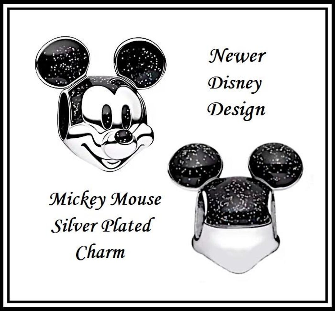 DISNEY MICKEY MOUSE ~ Black Enamel White Fleck Sparkly Head & Ears ...