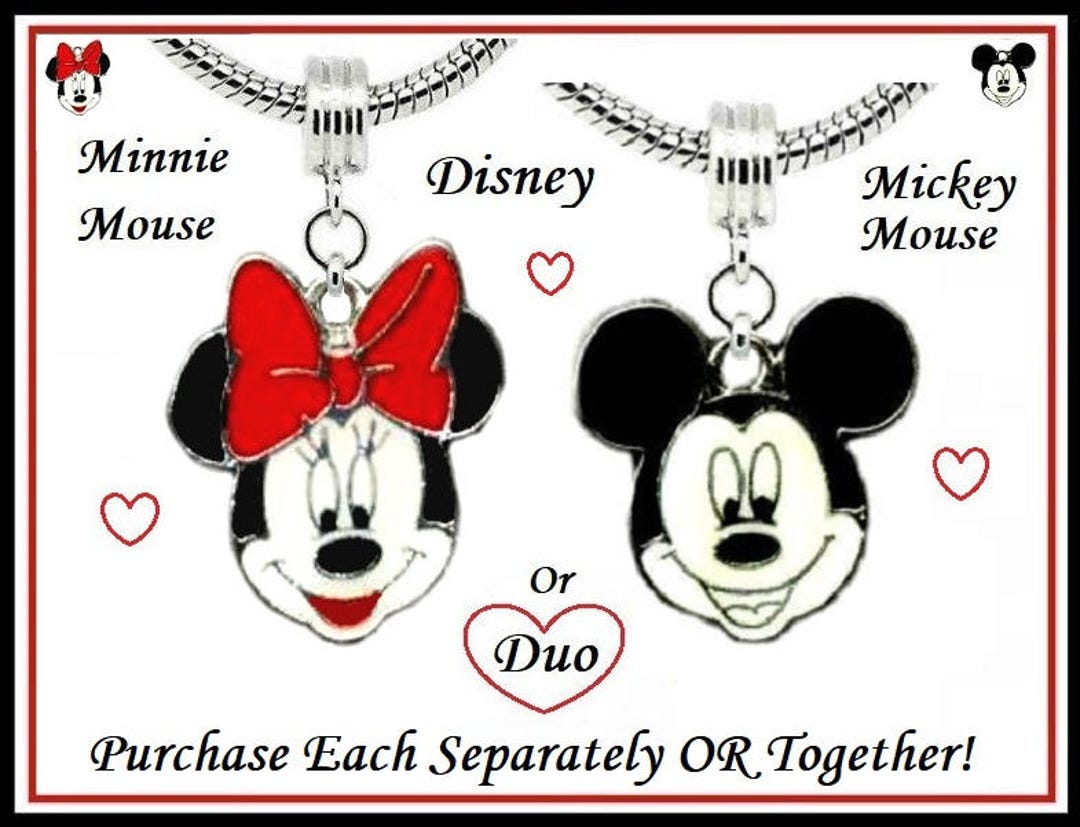 Group Sale Mickey & Minnie MOUSE Disney DUO Silver Plated Enamel Dangle ...