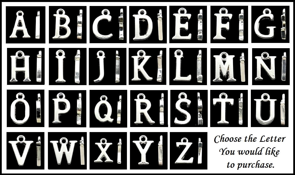 A Z Silver Plated ALPHABET Letters Dangle Charm Beads Fit - Etsy