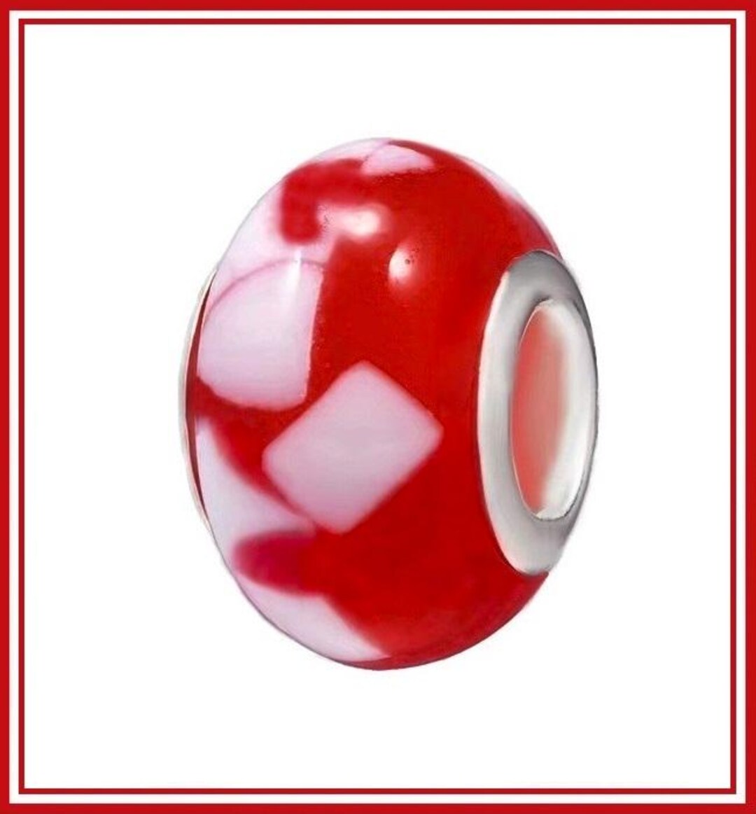 Group Sale Deep RED W White Squares Pattern CHRISTMAS Resin Beads Fits ...