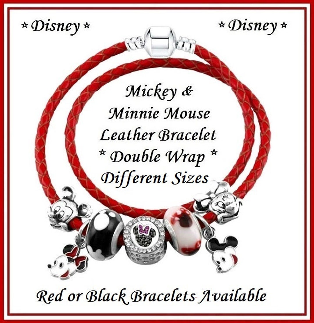 Unique Disney Mickey & Minnie MOUSE Duo European Style Braided RED or ...