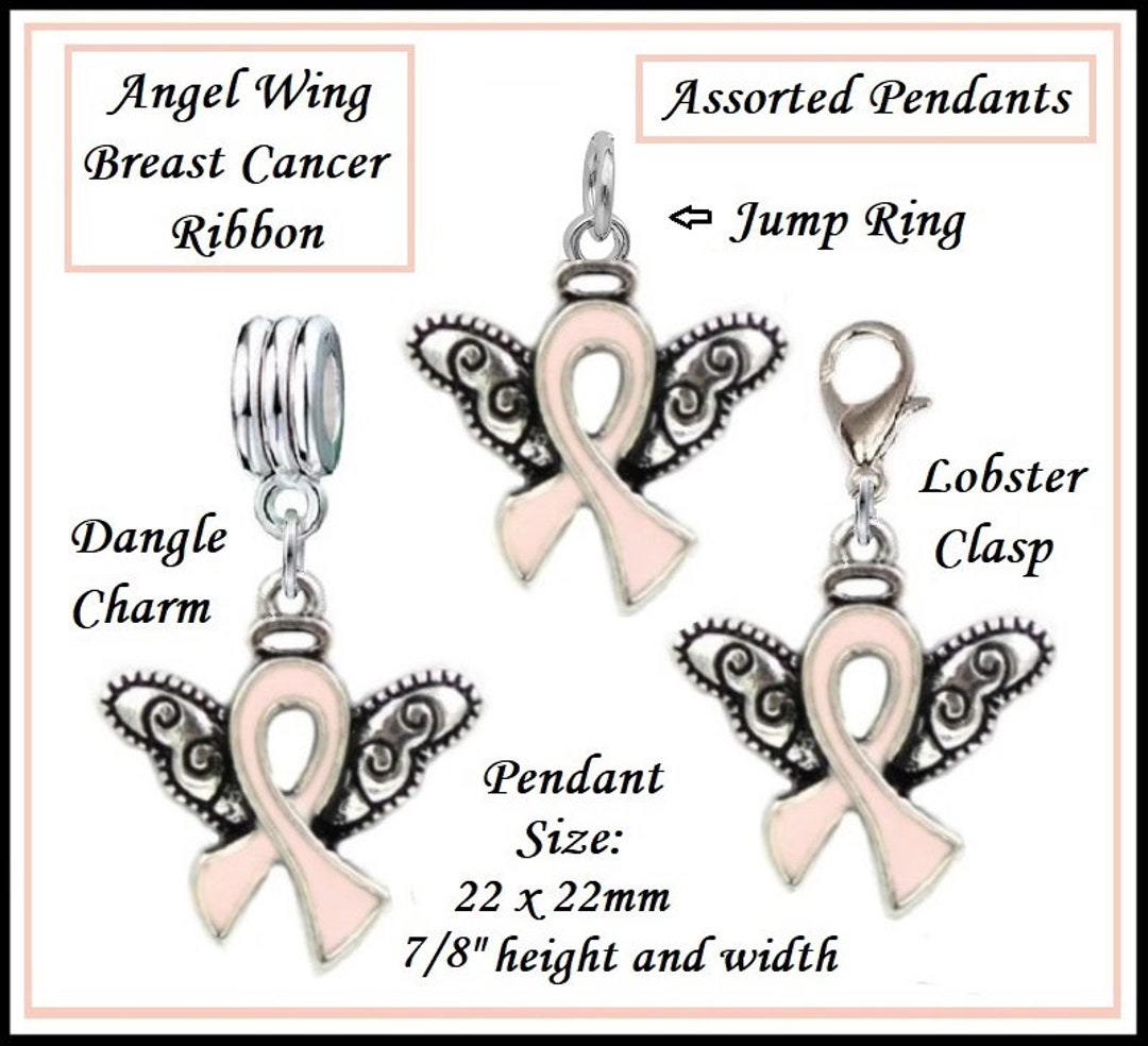 ANGEL Wing Breast Cancer Awareness Pink Ribbon PENDANT - Etsy