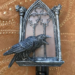 Raven and Window Nightlight, Hand Painted Resin Sculpture | Medieval ...