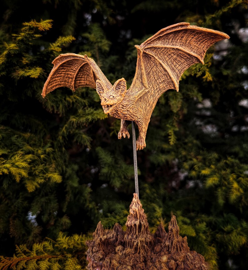 Vampire Bat Statue, Hand Painted Resin Sculpture, Gothic Fantasy Art ...