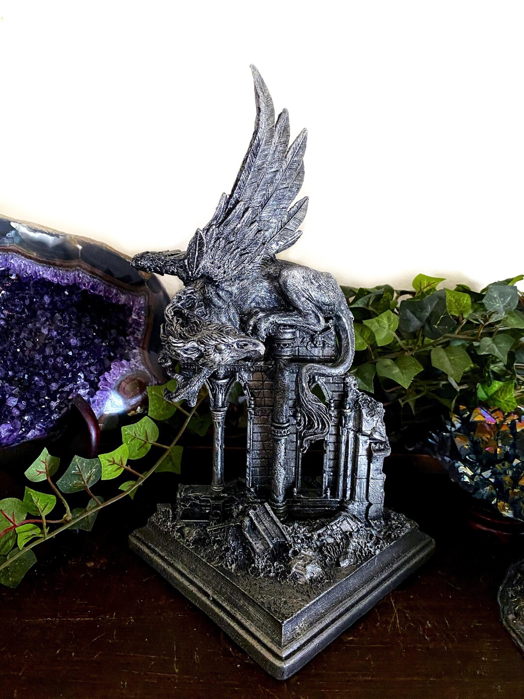 Griffin Statue, Hand Painted Resin Sculpture Mythical Creature Figurine ...