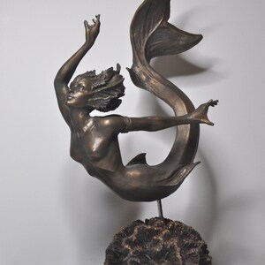 Mermaid Statue, Hand Painted Resin Sculpture, Bronze Finish| Mythical ...