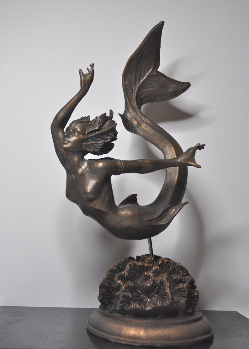 Mermaid Statue Bronze Finish - Etsy Canada