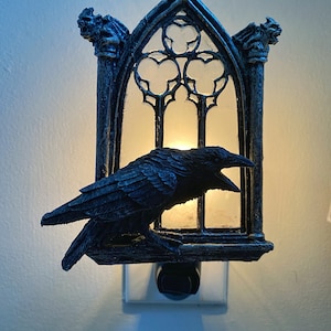 Raven and Window Nightlight, Hand Painted Resin Sculpture | Medieval ...