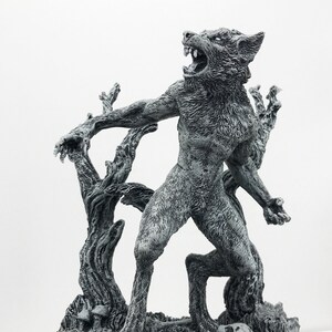 Werewolf Statue, Hand Painted Grayscale Resin Sculpture | Gothic ...