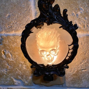 Spectral Skull Nightlight, Hand Painted Resin Sculpture | Victorian ...