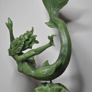 Mermaid Statue, Hand Painted Resin Sculpture, Jade Finish| Mythical ...