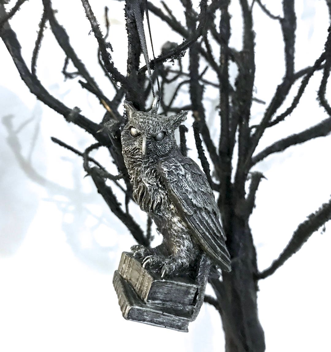 Horned Owl: Witch’s Familiar Ornament, Hand Painted Resin Sculpture ...